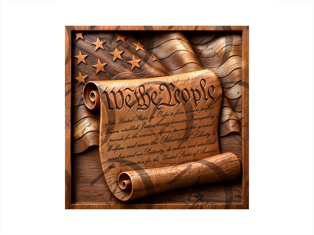 We the People Scroll 3D Illusion Laser Engraving Design | American Patriotic Constitution | July ...