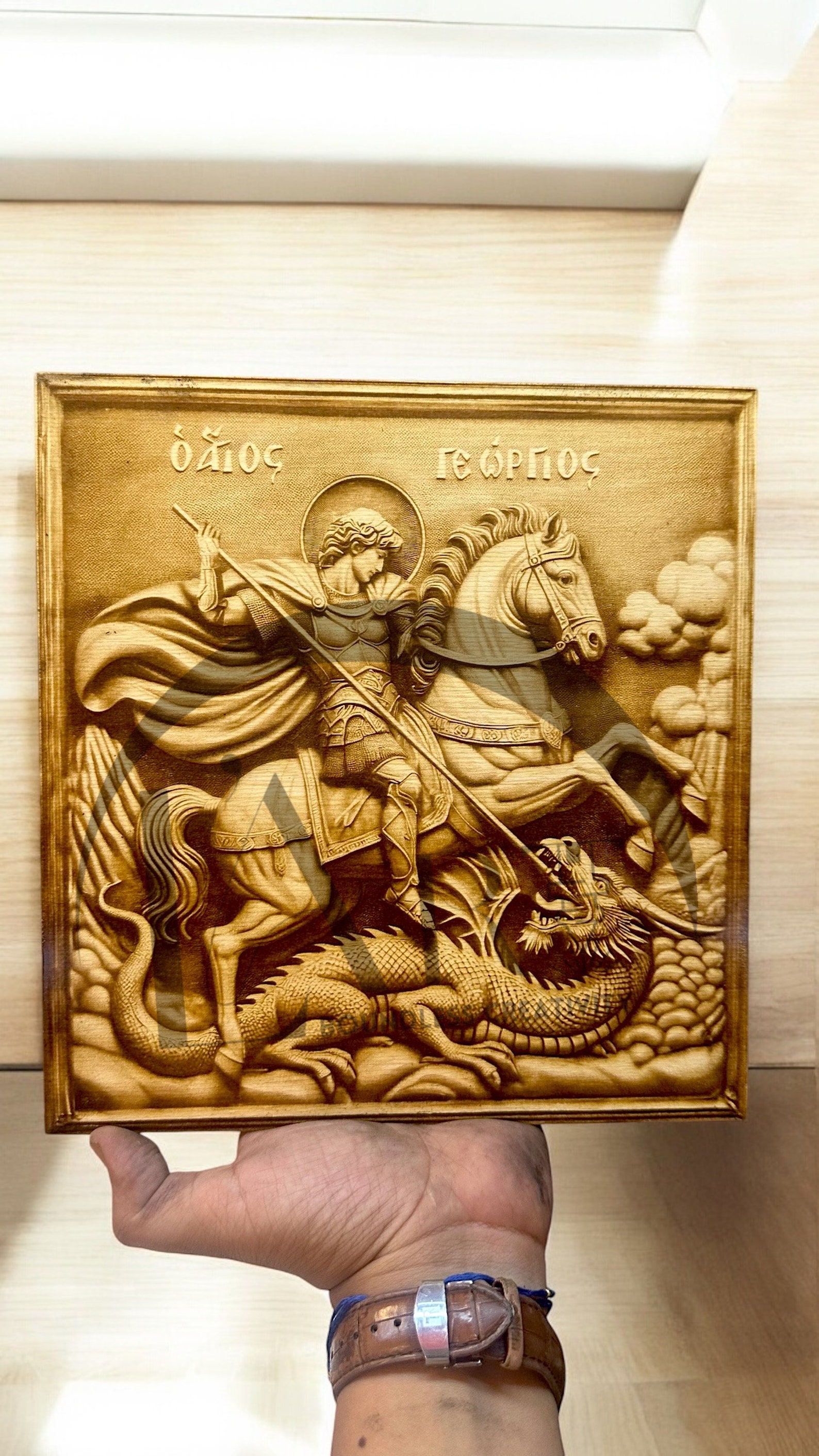 Greek Orthodox Icon of Saint George and Dragon 3D Illusion Digital ...