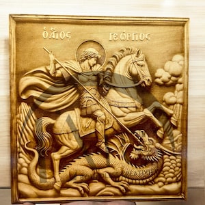 Greek Orthodox Icon of Saint George and Dragon 3D Illusion Digital ...