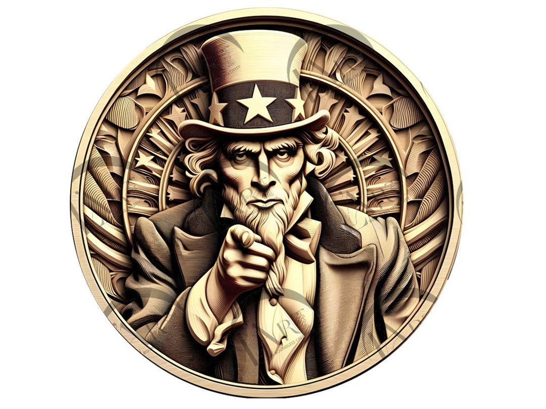 Uncle Sam 3D Illusion Laser Engraving Design - Patriotic Art for ...