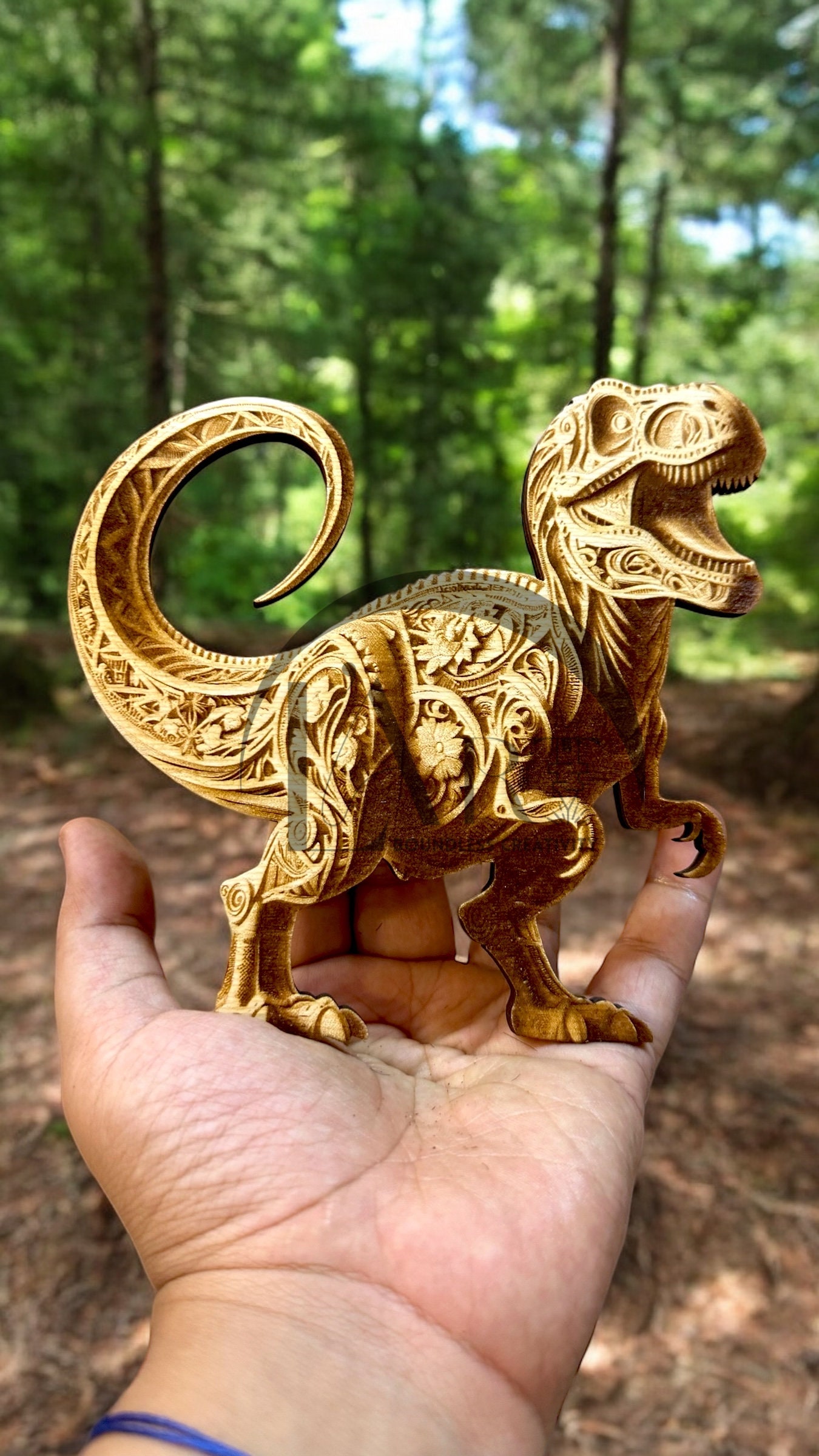 Intricate Dinosaur 3D Illusion Laser Engraving Design - Mythical ...