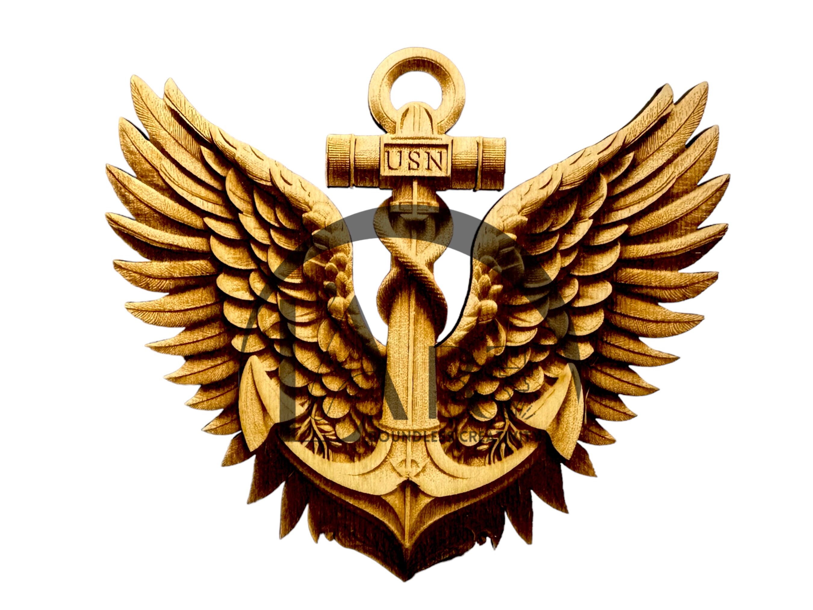 US Navy Anchor With Wings 3D Illusion Laser Engraving Design, Patriotic ...