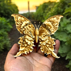 Intricate Floral Butterfly Design - 3D Illusion Laser Engraving File ...