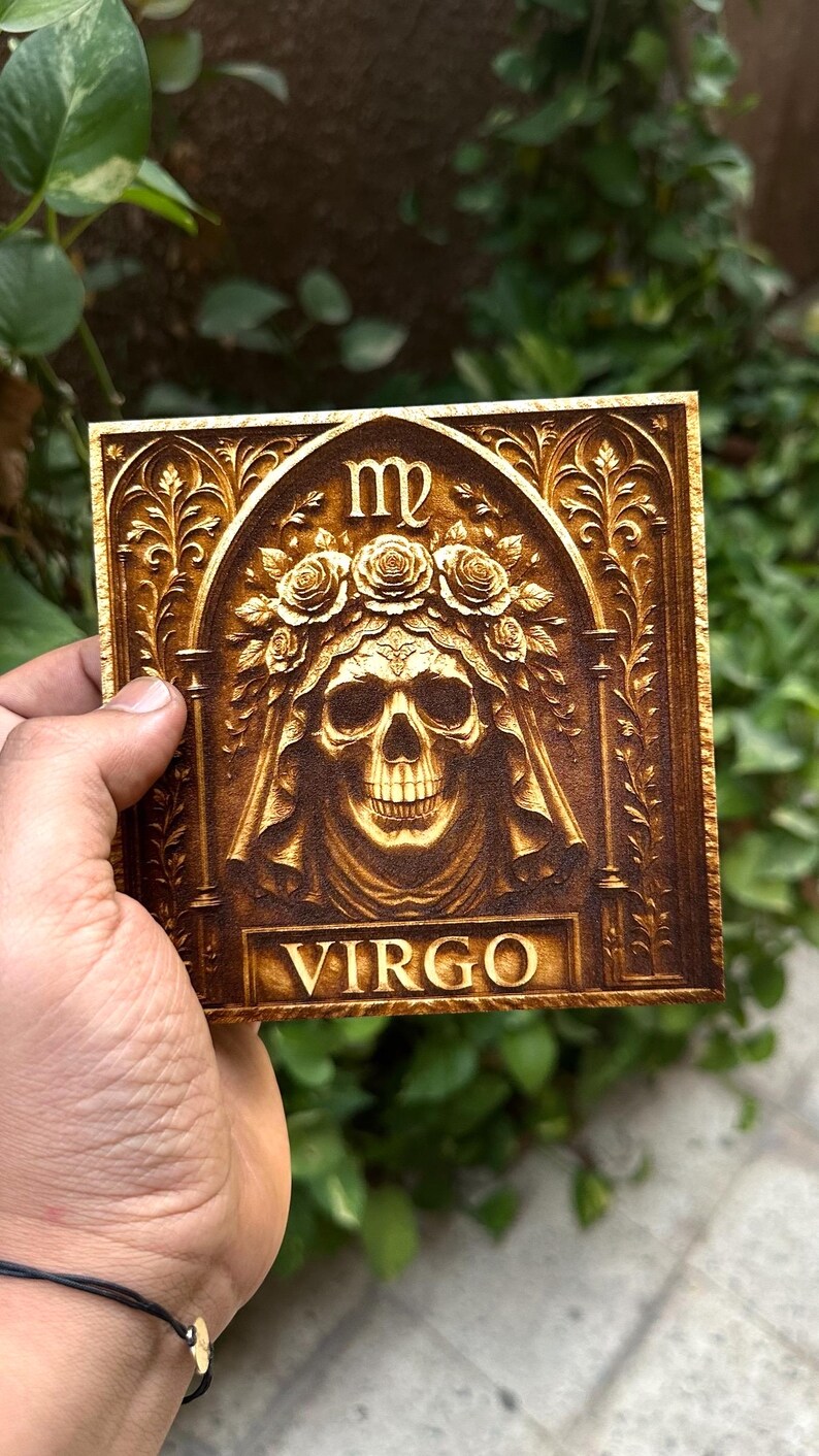 Virgo Zodiac Sign 3D Illusion Laser Engraving Design | Gothic Roses ...