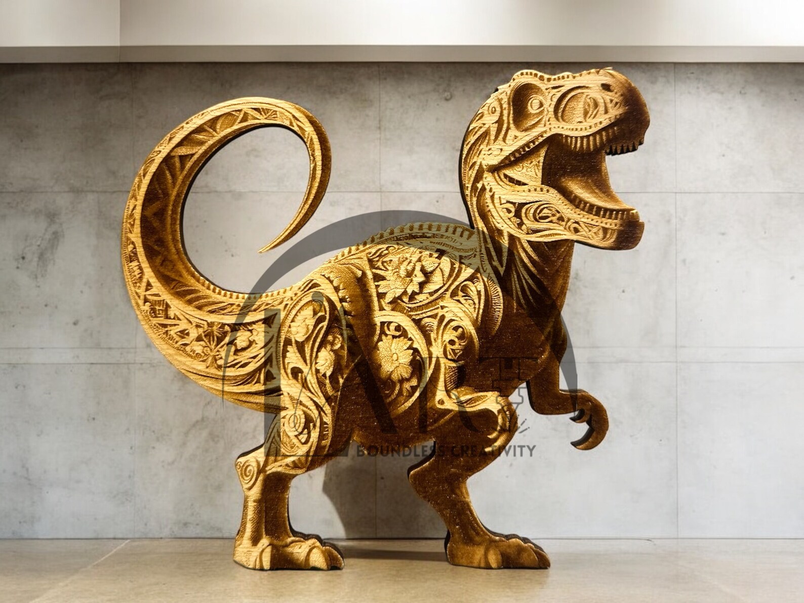 Intricate Dinosaur 3D Illusion Laser Engraving Design - Mythical ...