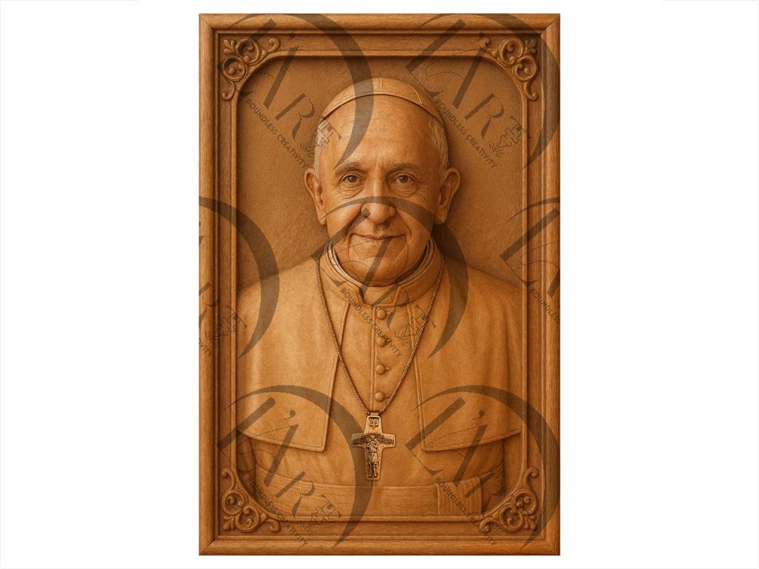 Pope Francis Memorial Portrait – 3D Illusion Laser Engraving Design ...