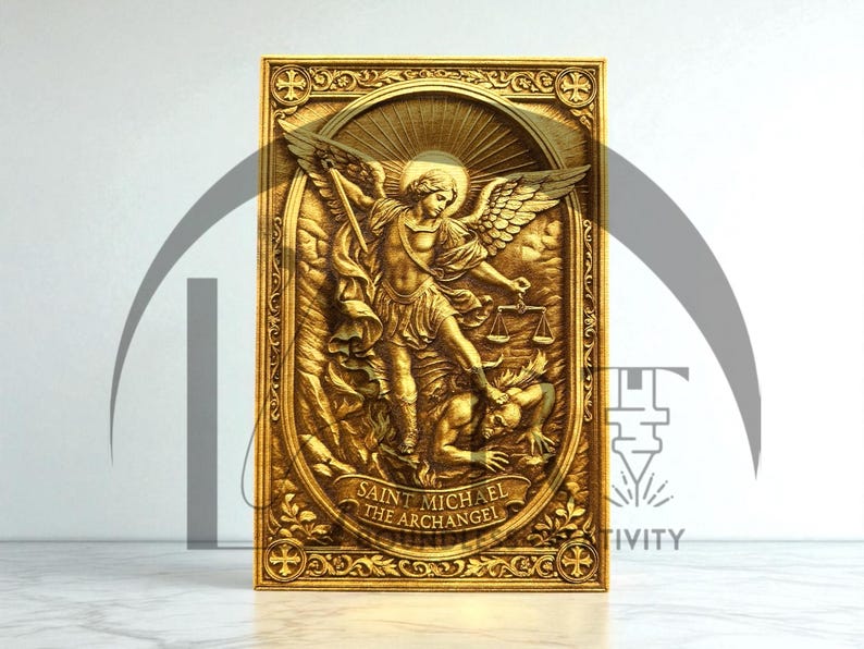 Archangel Michael 3D Illusion Digital Design for Laser Engraving ...