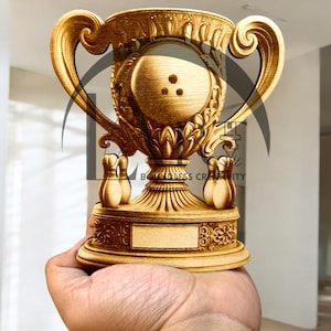 Bowling Trophy 3D Illusion Laser Engraving Design - Detailed Sports Art ...