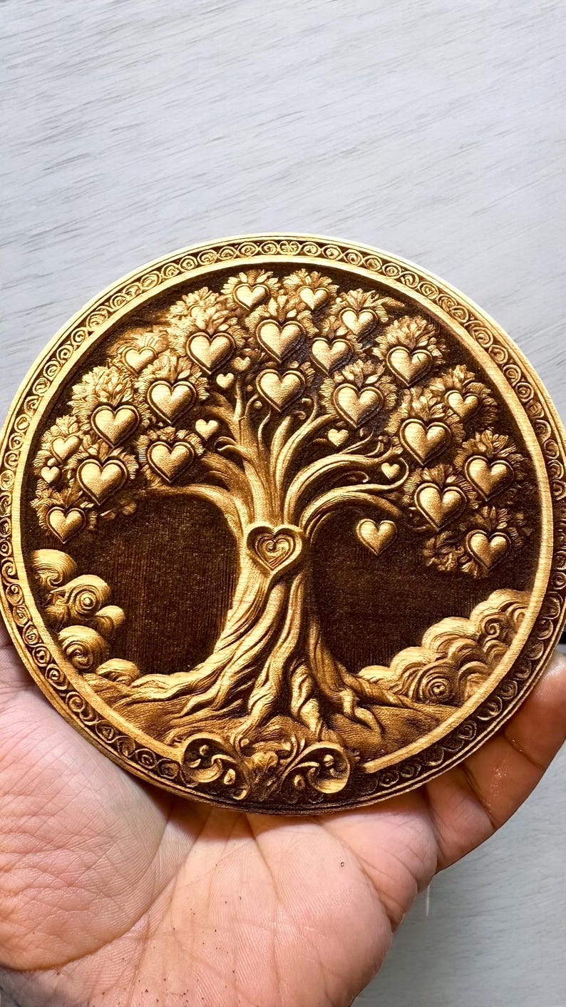 Mother’s Day Tree of Hearts 3D Illusion Laser Engraving Design ...