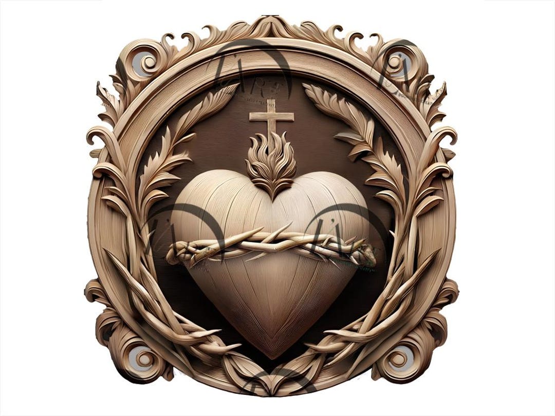 Sacred Heart of Jesus 3D Illusion Laser Engraving Design - Intricate ...