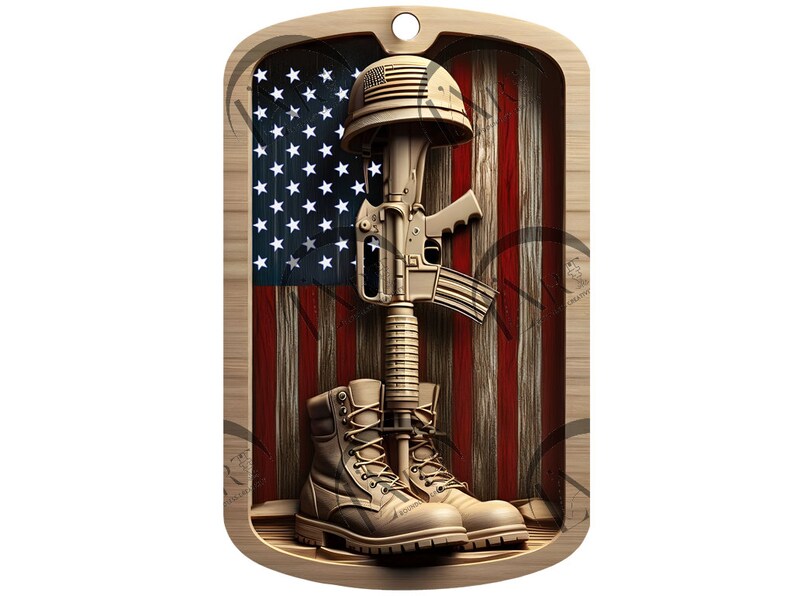 Fallen Soldier Memorial Dog Tag - 3D Laser Illusion Patriotic Engraving ...