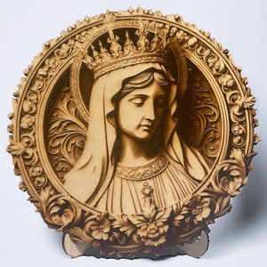 Virgin Mary 3D Illusion Digital Design for Wood Laser Engraving ...