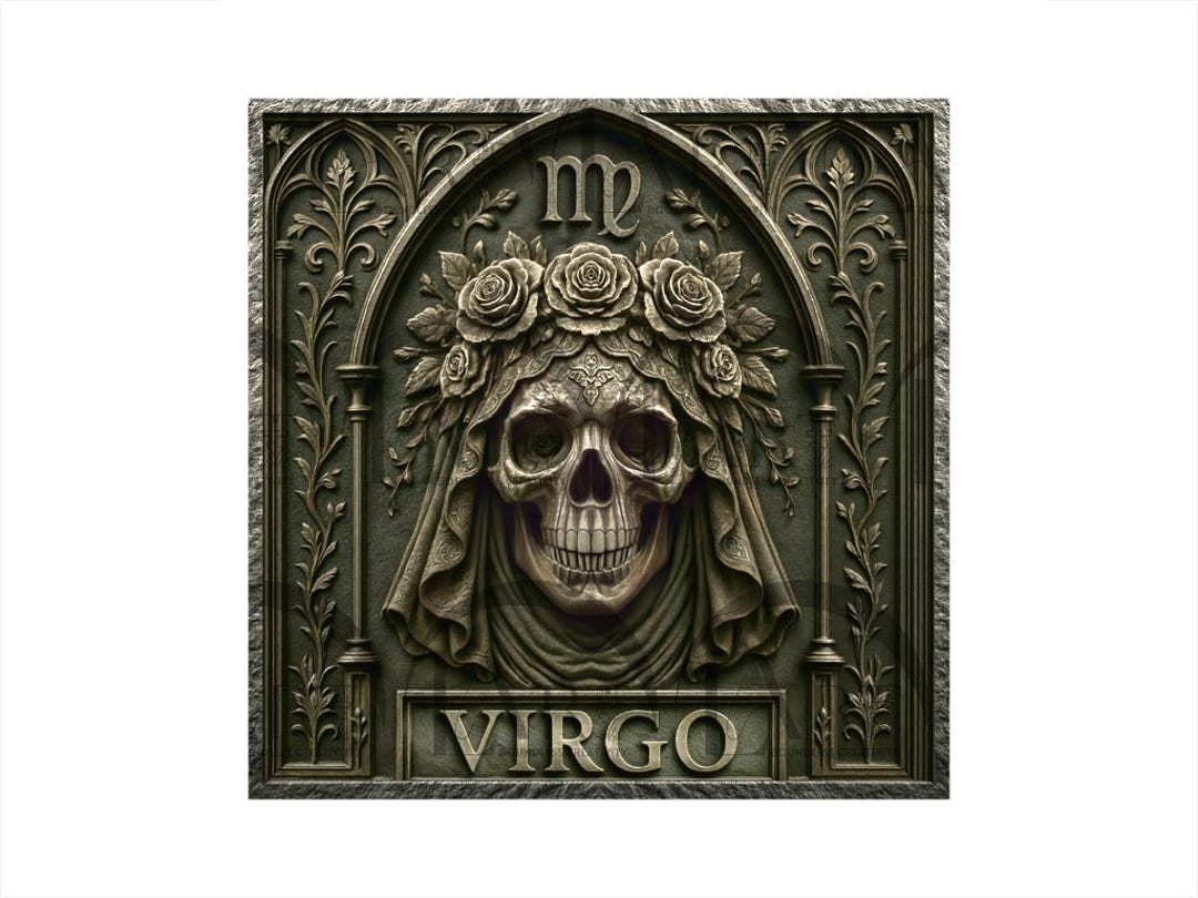 Virgo Zodiac Sign 3D Illusion Laser Engraving Design | Gothic Roses ...