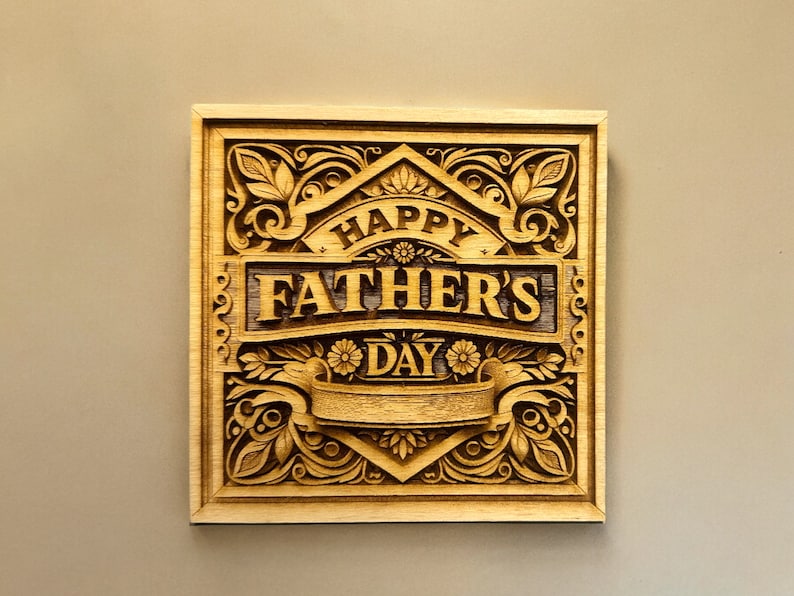 Father's Day 3D Illusion Digital Design for Laser Engraving, "happy ...