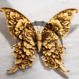 Intricate Floral Butterfly Design - 3D Illusion Laser Engraving File ...