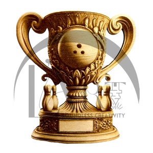 Bowling Trophy 3D Illusion Laser Engraving Design - Detailed Sports Art ...