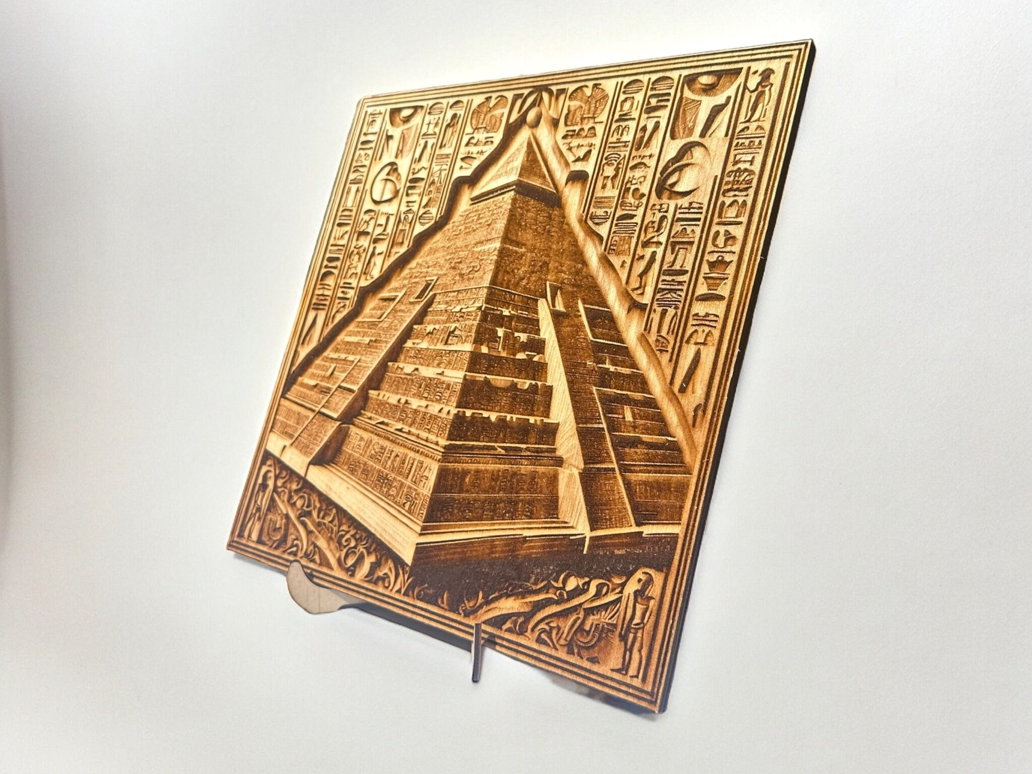 Pyramid of Giza 3D Illusion Laser Engraved Wood Art, Engraved Egyptian ...