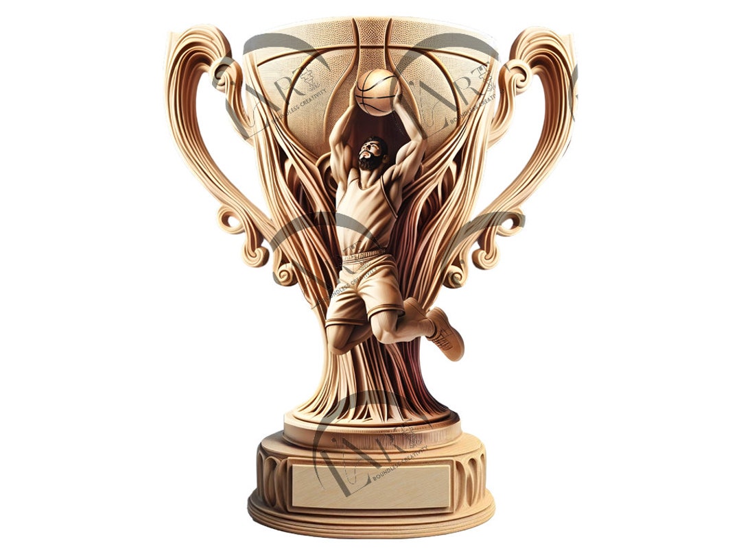 Basketball Trophy 3D Illusion Laser Engraving Design - Detailed Sports ...