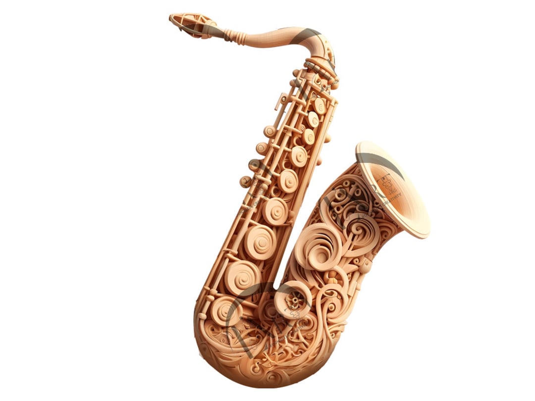 Intricate Saxophone 3D Illusion Laser Engraving Design - Music ...
