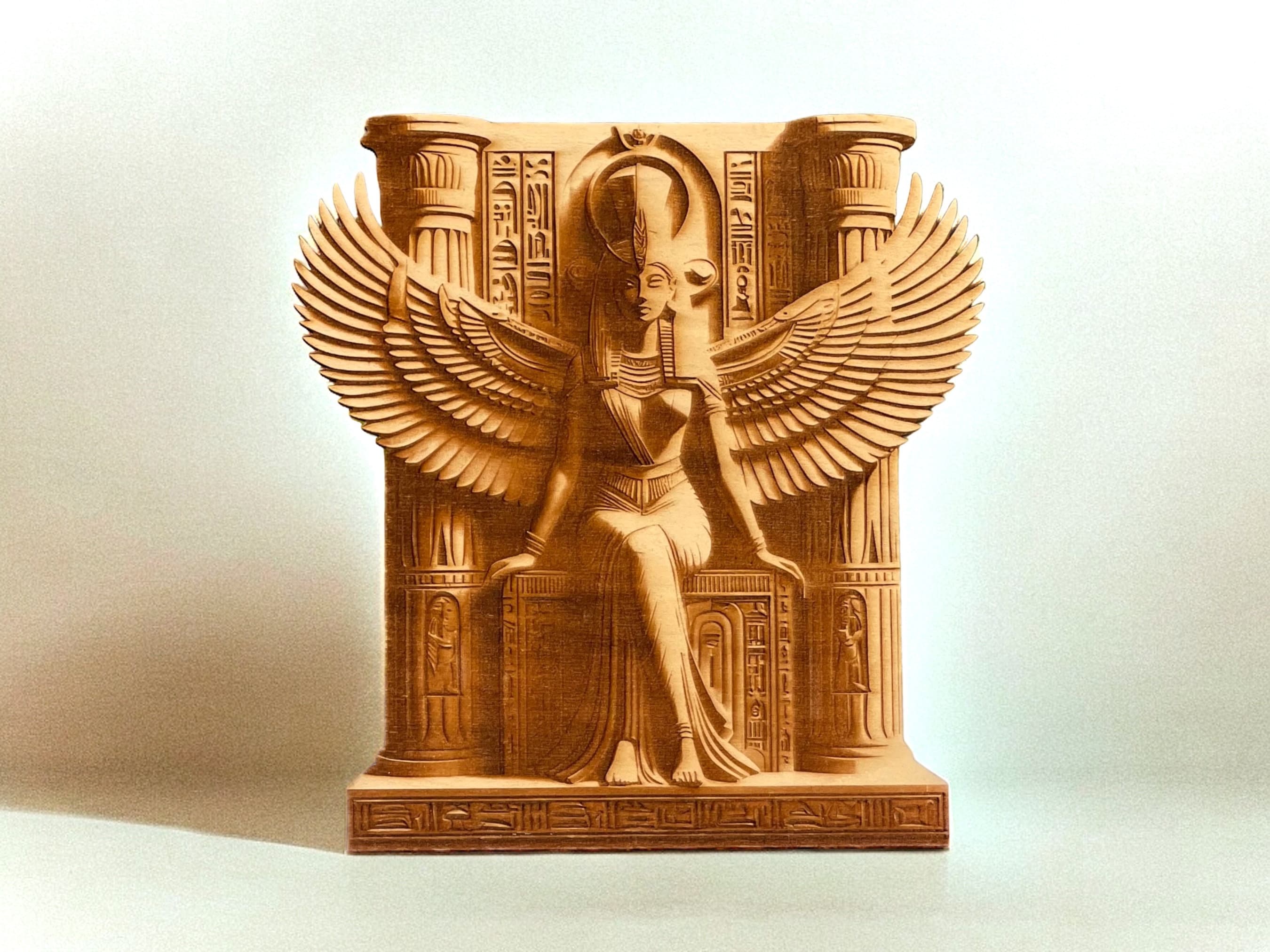 Queen Isis With Wings 3D Illusion Digital Design for Laser Engraving, Egyptian Goddess Pharaoh ...