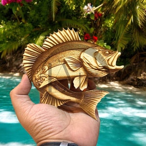 Bass Fish 3D Illusion Laser Engraving Design - Exquisite Nature ...