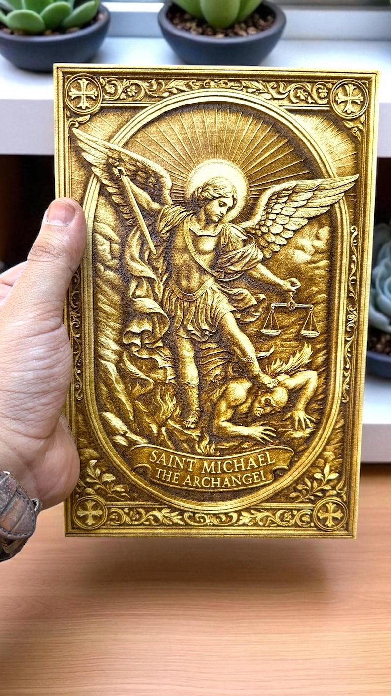 Archangel Michael 3D Illusion Digital Design for Laser Engraving ...