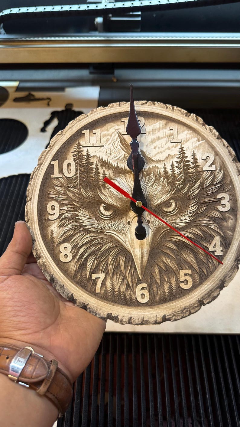 American Eagle Clock 3D Illusion Laser Engraving Design | Patriotic ...