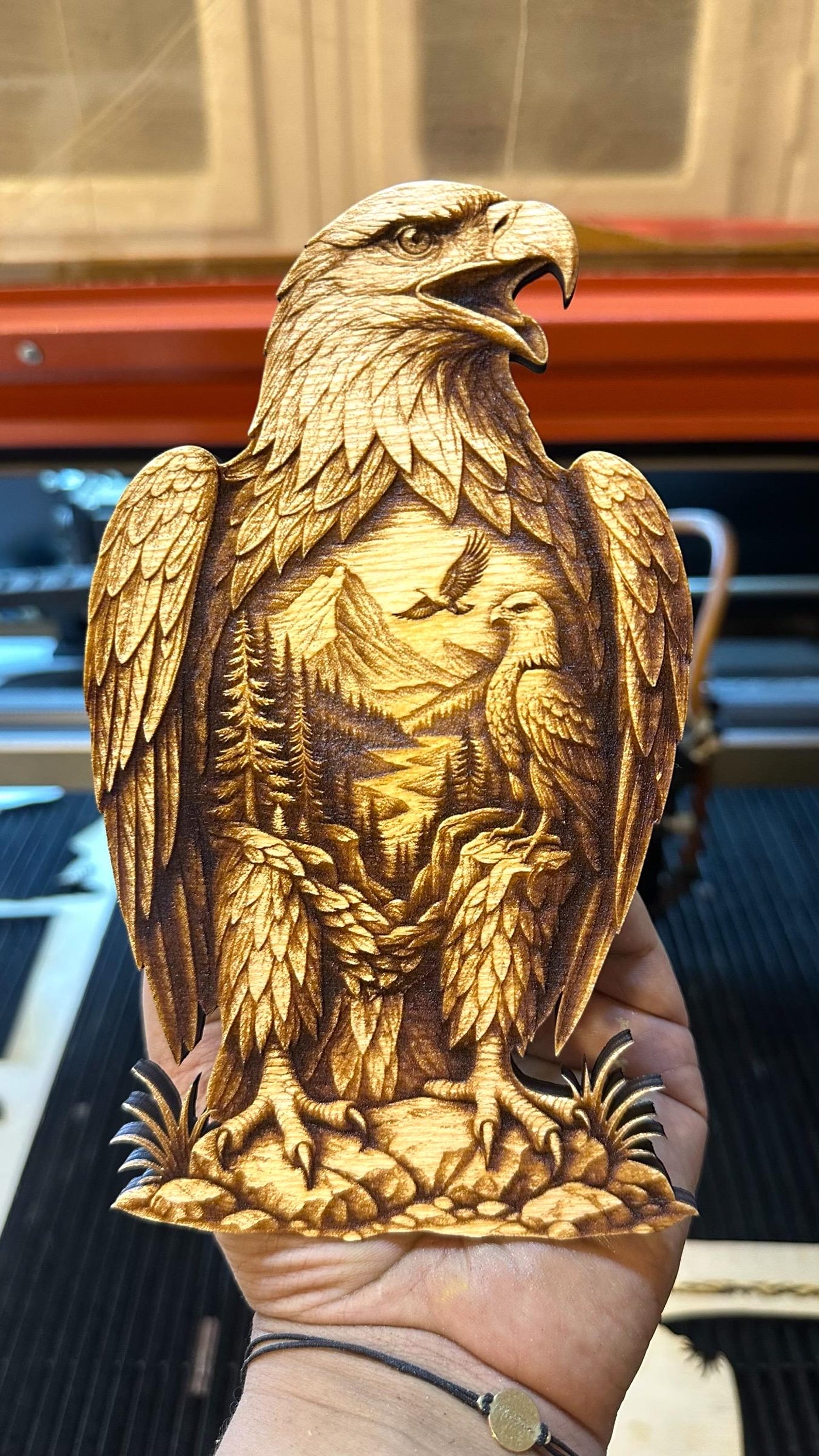 American Bald Eagle 3D Illusion Laser Engraving Design - Patriotic Wild ...
