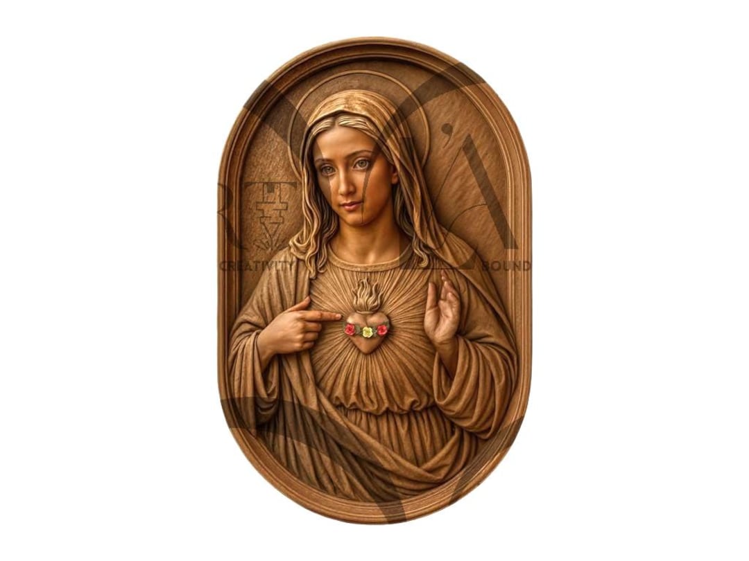 Virgin Mary 3D Illusion Digital Laser Engraving Design, Blessed Mother ...