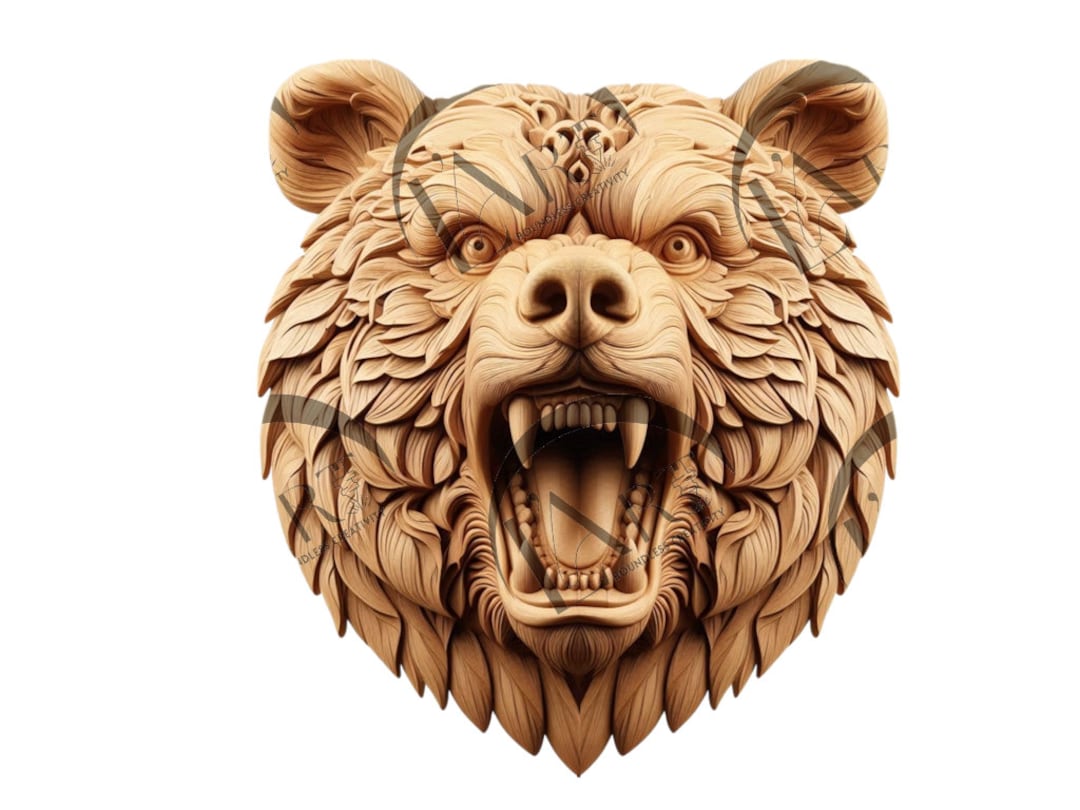 Ferocious Bear 3D Illusion Laser Engraving Design - Exquisite Wildlife ...