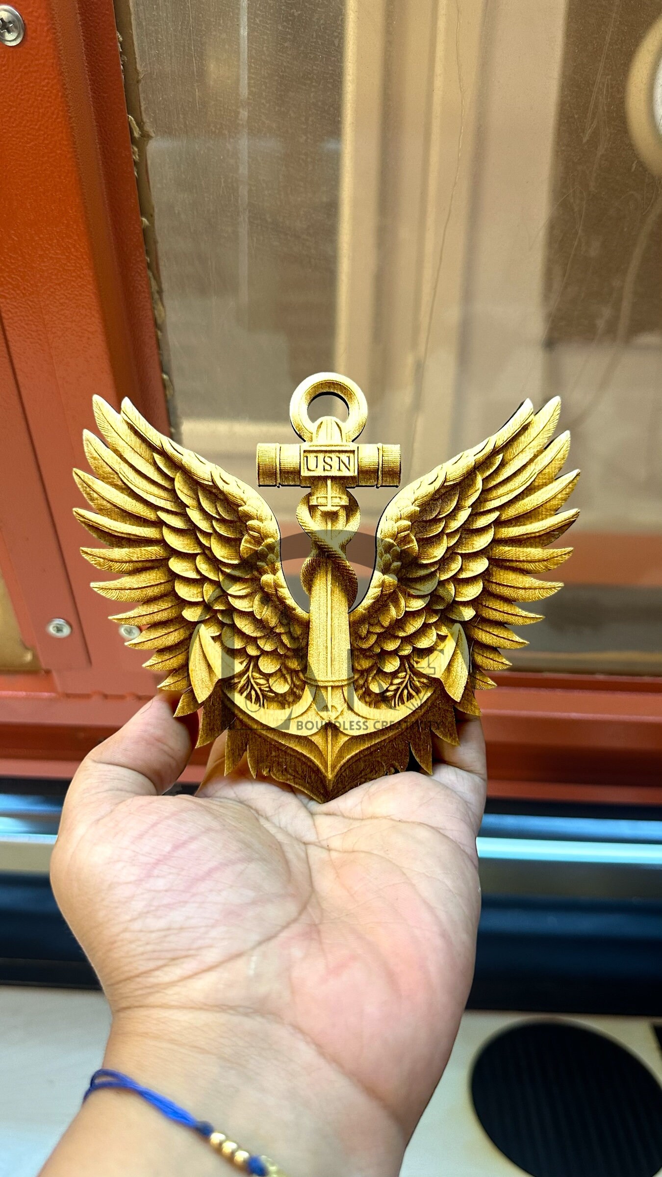 US Navy Anchor With Wings 3D Illusion Laser Engraving Design, Patriotic ...