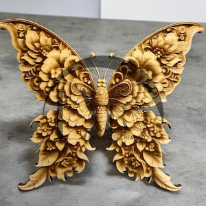 Intricate Floral Butterfly Design - 3D Illusion Laser Engraving File ...