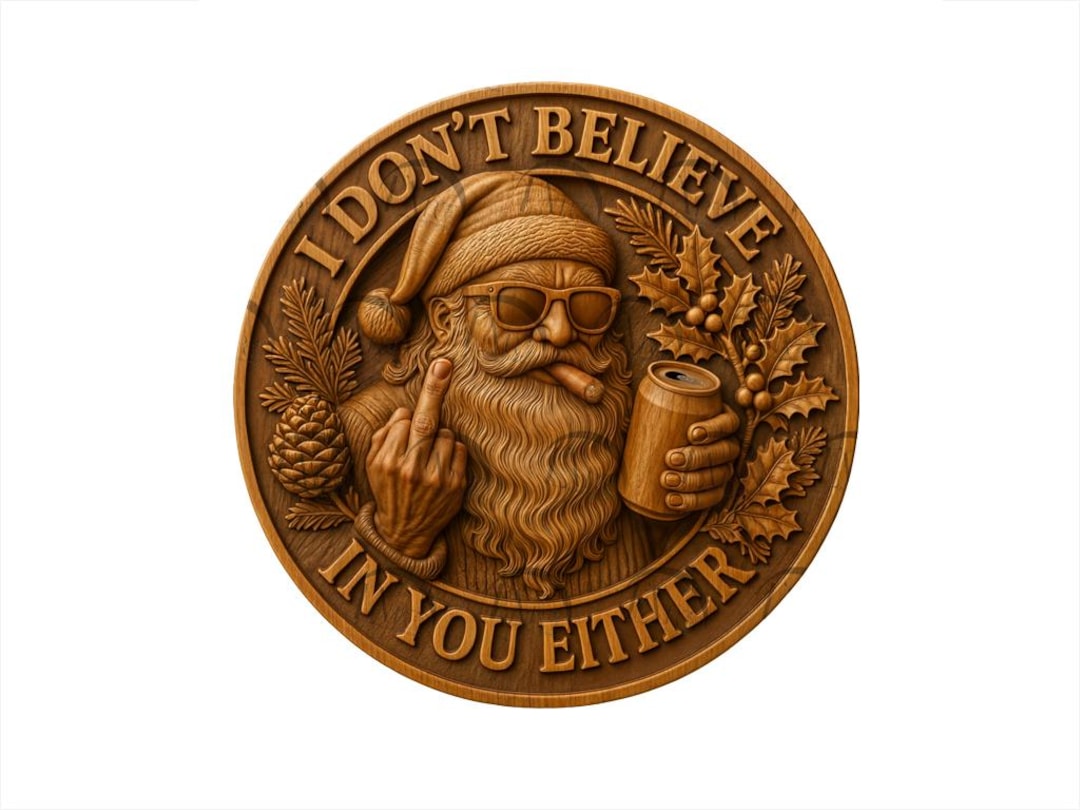 Rebel Santa Claus 3D Illusion Laser Engraving Design | Funny Christmas ...