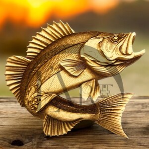 Bass Fish 3D Illusion Laser Engraving Design - Exquisite Nature ...