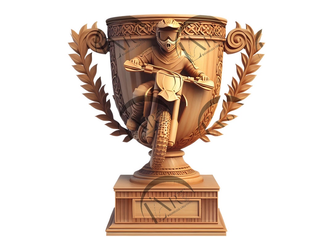 Motocross Trophy 3D Illusion Laser Engraving Design - Detailed Sports ...