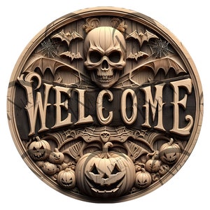 Spooky Halloween Welcome Door Hanger Sign 3D Illusion Laser Engraving ...