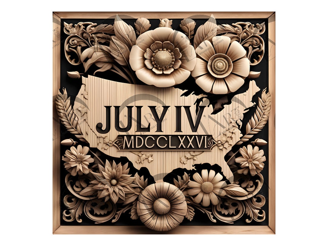 July IV Independence Day 3D Illusion Laser Engraving Design - Patriotic ...