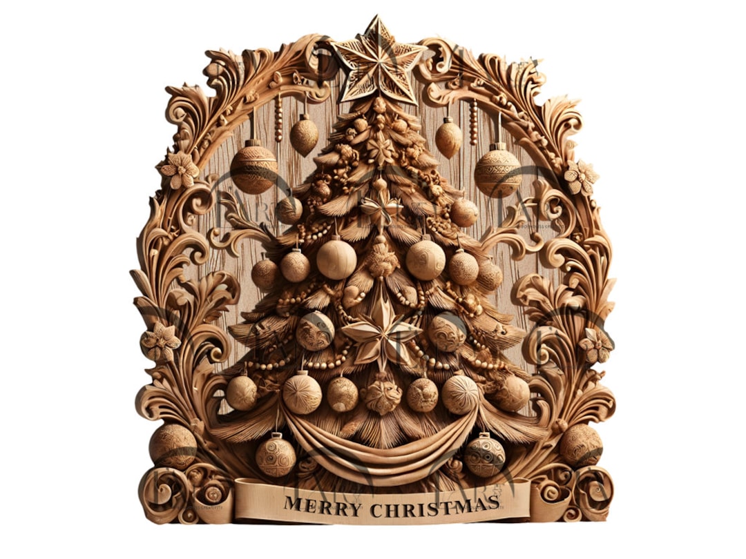 Christmas Tree 3D Illusion Digital Design for Laser Engraving, New Year ...