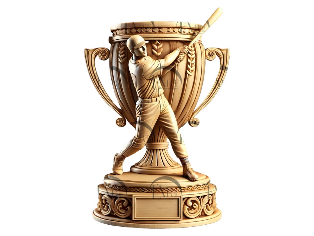 Baseball Trophy 3D Illusion Laser Engraving Design - Detailed Sports ...