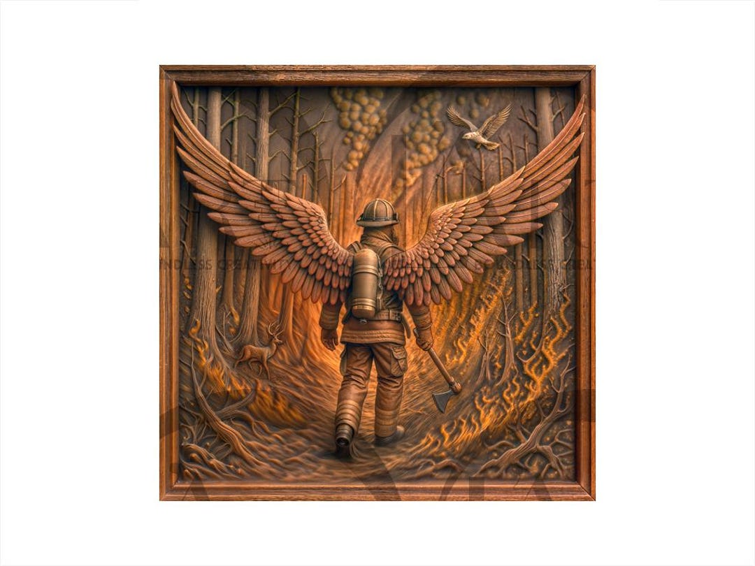 Firefighter Angel – 3D Illusion Laser Engraving Design | Heroic ...