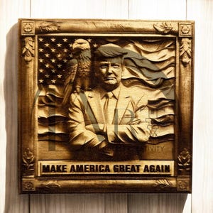 Donald Trump 3D Illusion Laser Engraving Design With Eagle and American ...