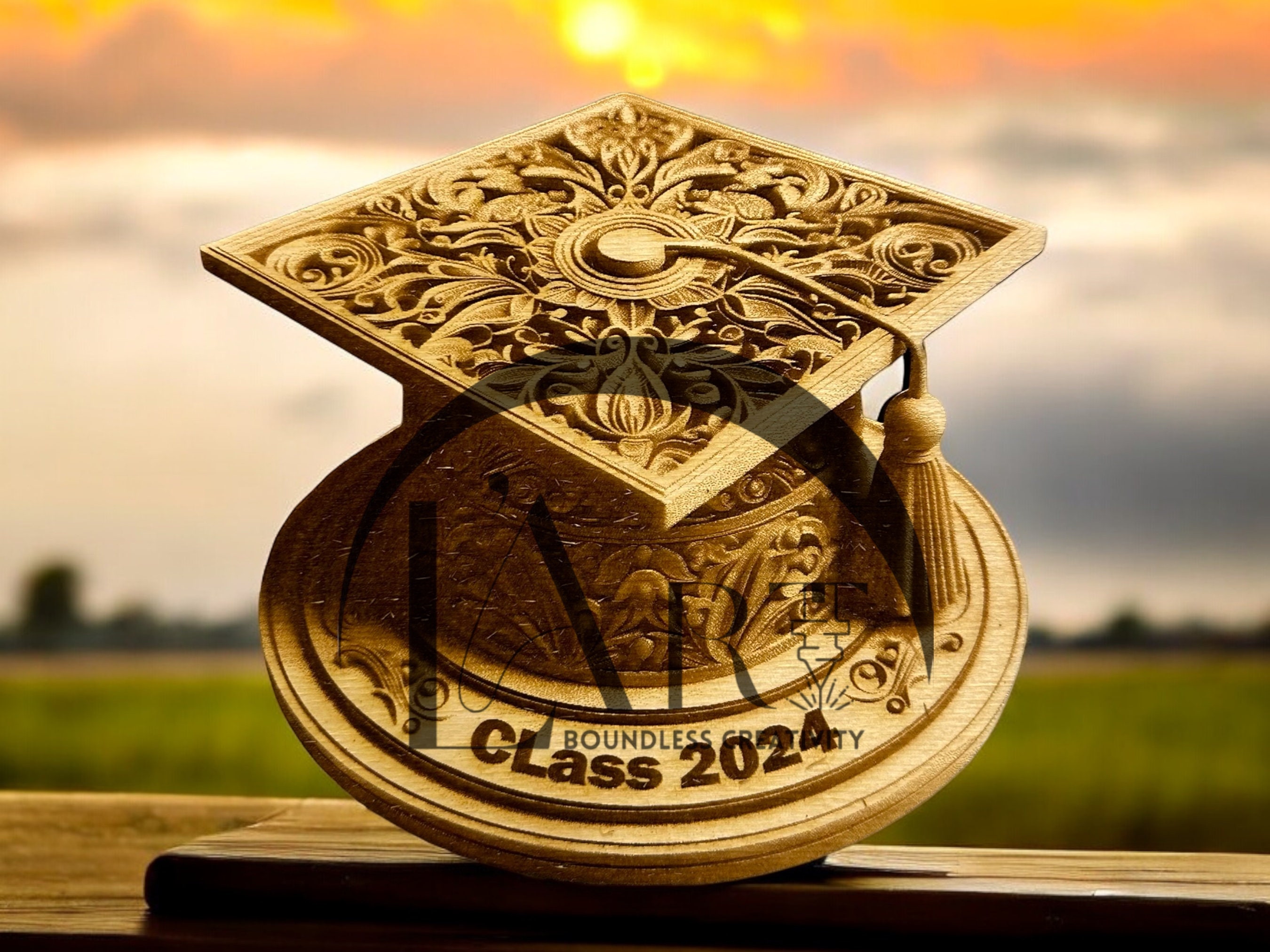 Intricate Graduation Cap Design - 3D Illusion Laser Engraving Design ...