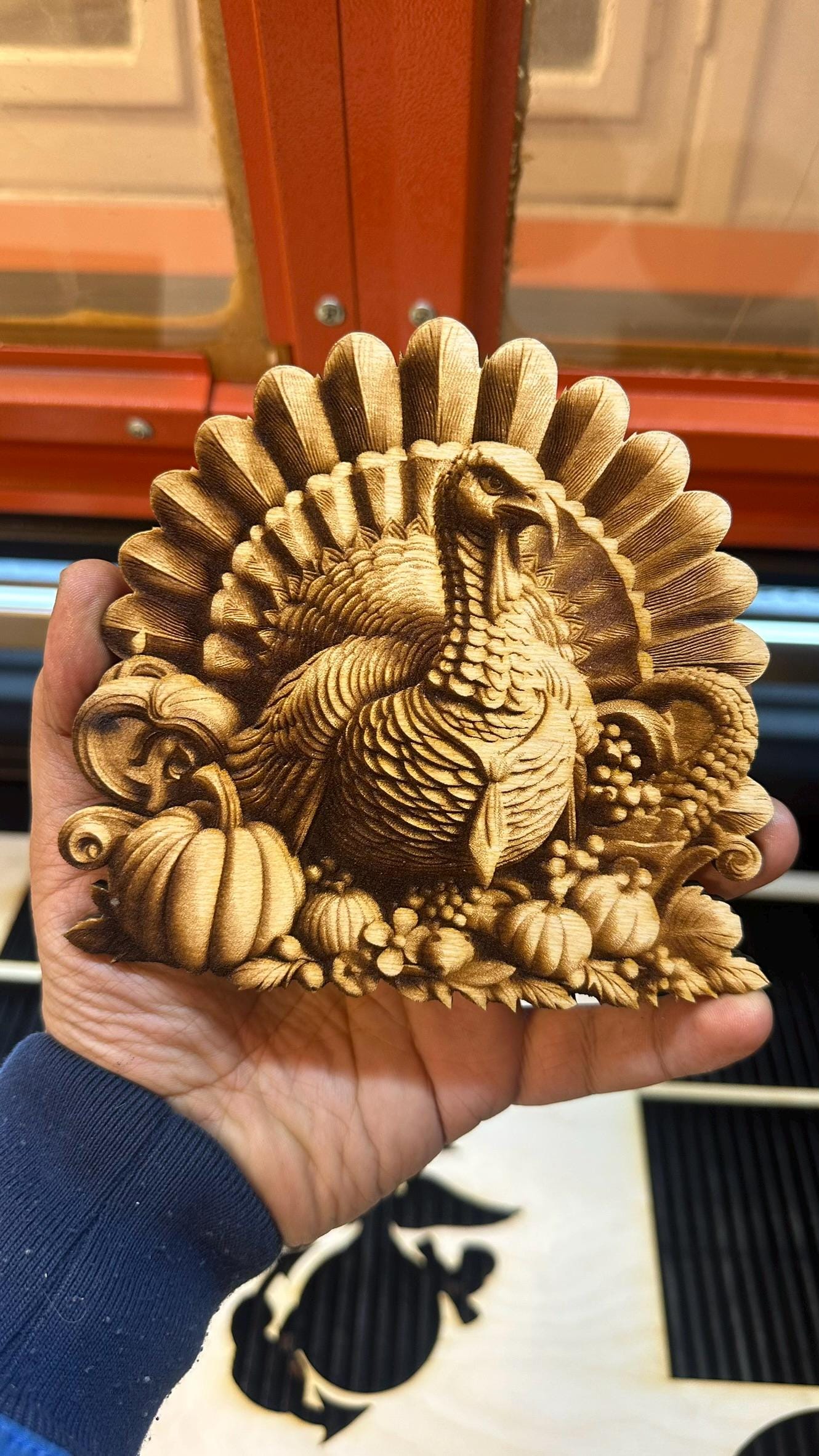 Thanksgiving Turkey 3D Illusion Laser Engraving Design - Fall Harvest ...