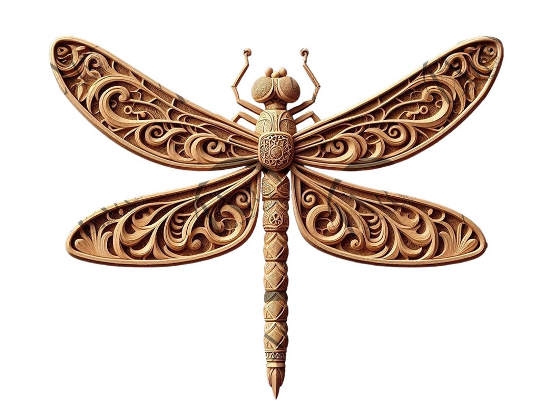 Intricate Dragonfly 3D Illusion Laser Engraving Design - Exquisite ...