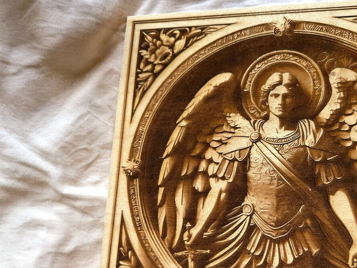 Archangel Michael 3D Illusion Digital Design for Laser Engraving ...