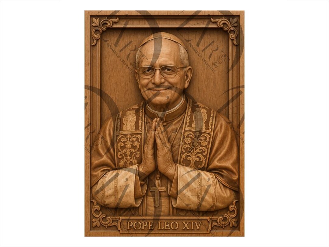 Pope Leo XIV Portrait – 3D Illusion Laser Engraving Design | Robert ...
