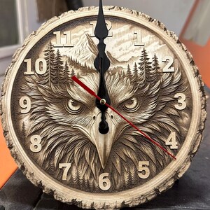 American Eagle Clock 3D Illusion Laser Engraving Design | Patriotic Veterans Wall Clock | USA ...