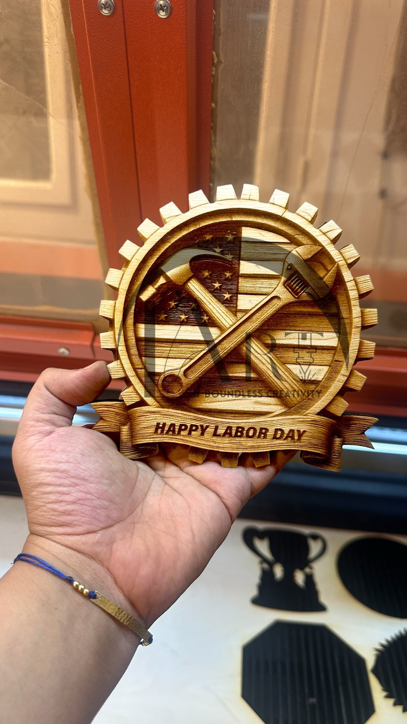 Happy Labor Day 3D Illusion Laser Engraving Design - Patriotic American ...