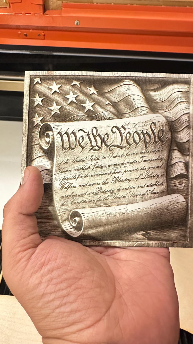 We the People Scroll 3D Illusion Laser Engraving Design | American Patriotic Constitution | July ...