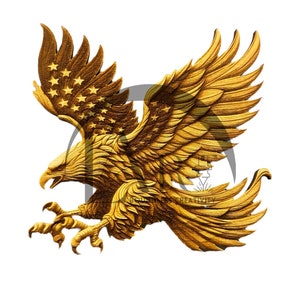 American Eagle With Flag Wings 3D Illusion Laser Engraving Design - US ...